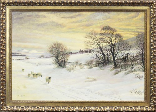 Lot 117 - W T J BURTON, MID-WINTER SUNSET oil on