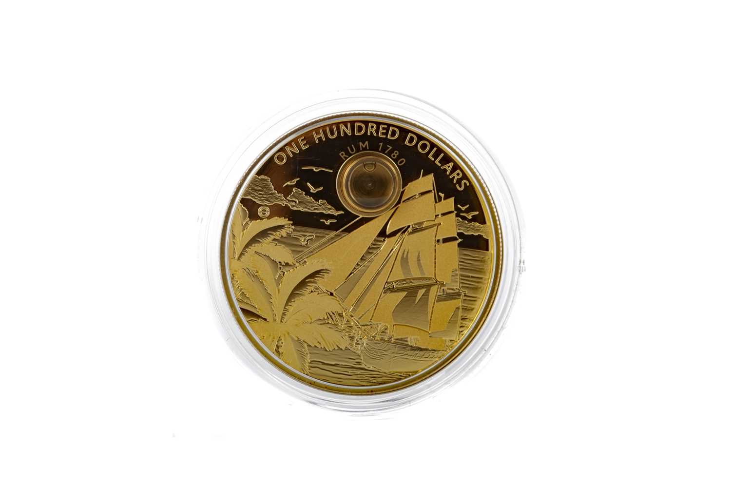 Lot 28 - RARE: A 2oz FINE GOLD RUM COIN BY LUX COIN