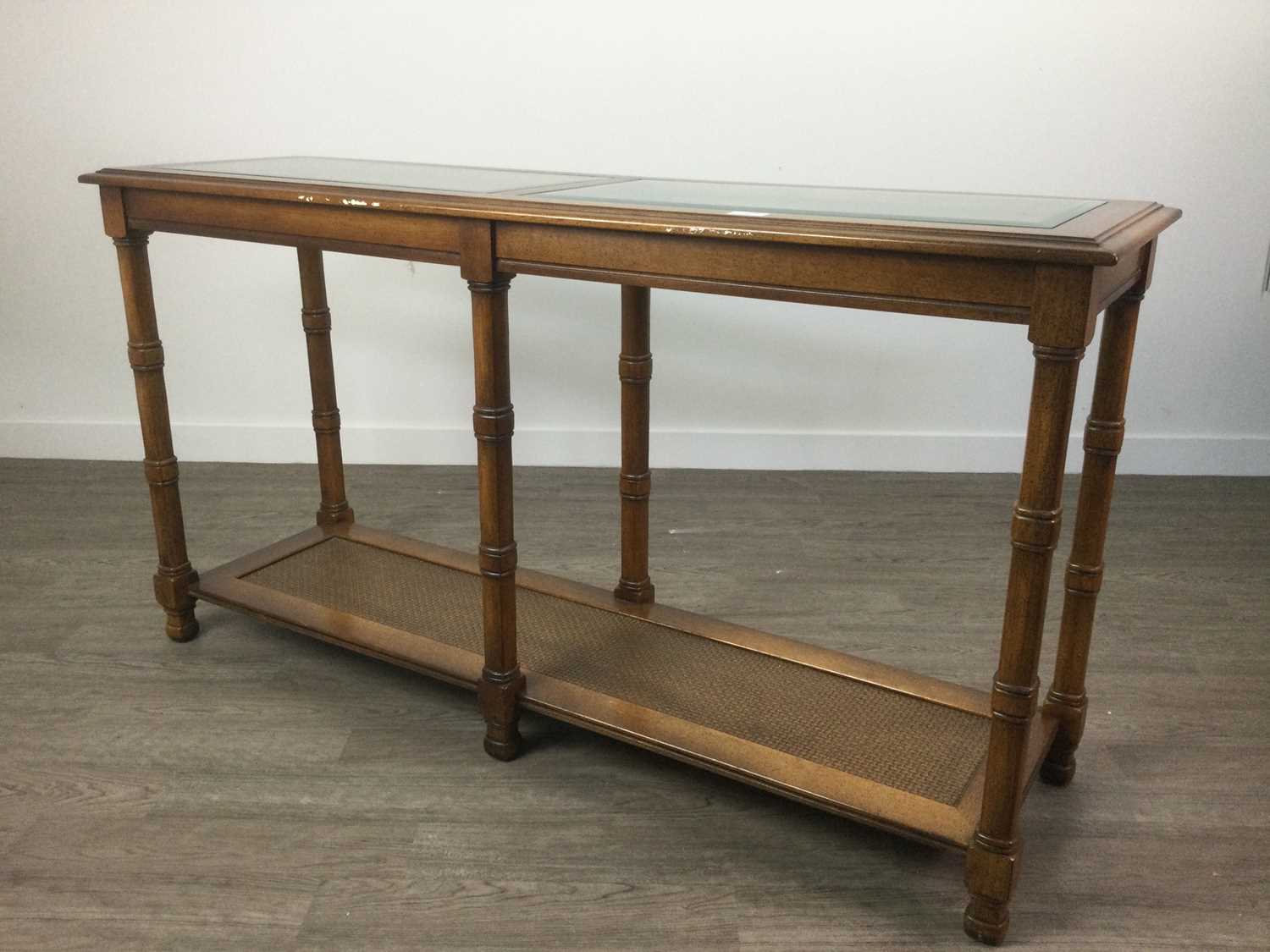 Lot 76 - A MAHOGANY REPRODUCTION HALL TABLE