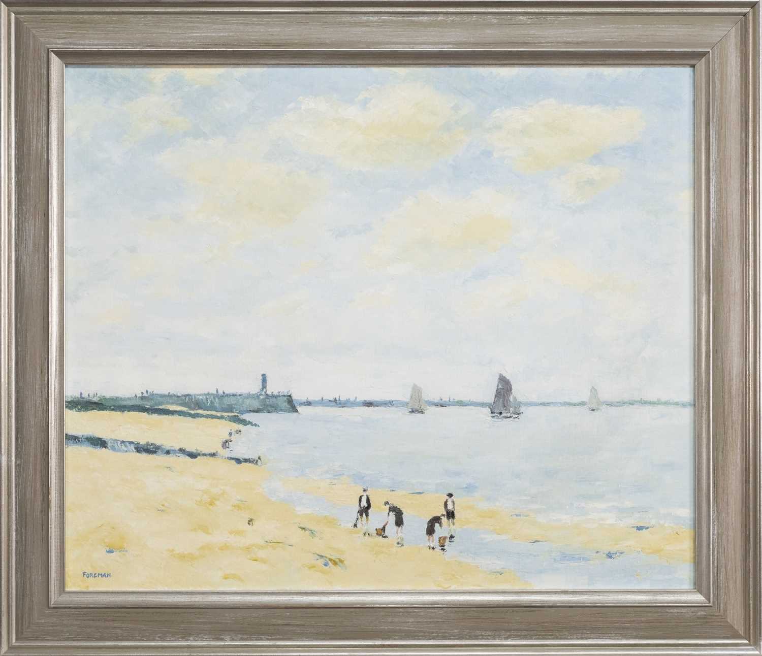 Lot 22 - BEACH AT HONFLEUR, AN OIL BY WILLIAM FOREMAN