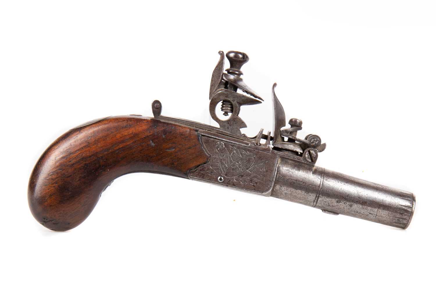 Lot 46 - LATE GEORGIAN POCKET FLINTLOCK PISTOL